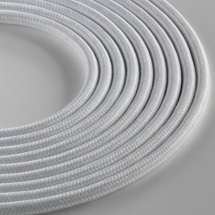 LUMIÈRE Câble textile rond pour éclairage 3 x 0,75 mm Blanc mat 10 m Sécurité imale contre les ...