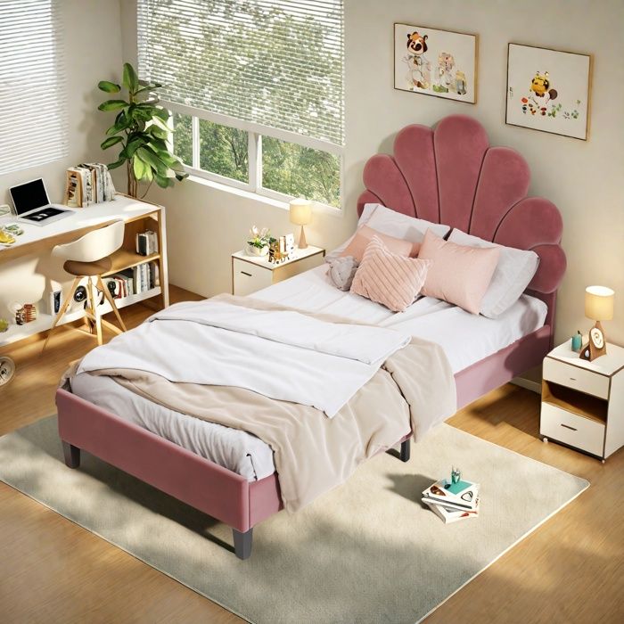 Lit simple enfant 90x200 cm avec sommier à lattes, avec tête de lit ...