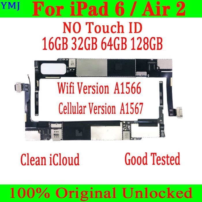 16 Go NoTouch-A1567-Carte mère sans Touch ID pour IPad 6 Air 2, carte mère d'origine ...