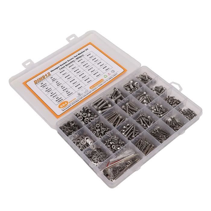 Vis Écrous Rondelles, Tête Ronde Hex Socket 884Pcs Large Application ...