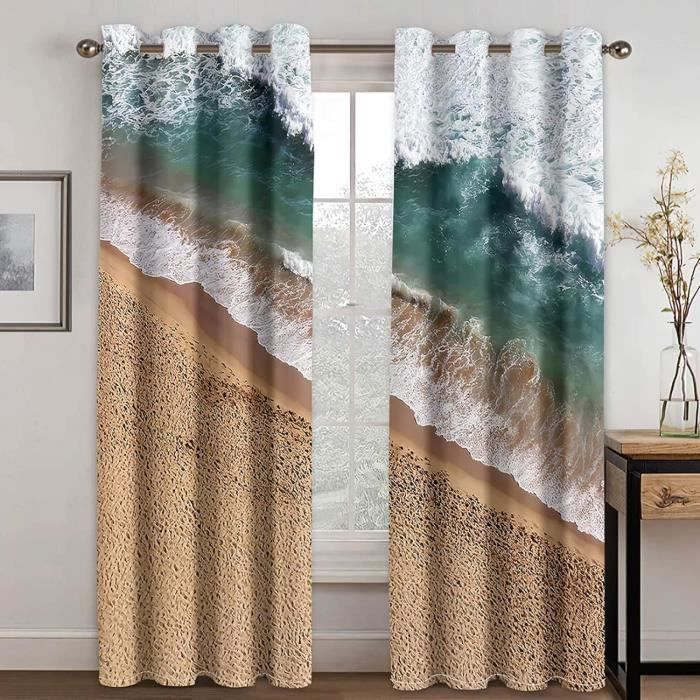 Rideau Occultant Thermiques 3D Paysage De Vent Côtier Bleu Rideaux À ...