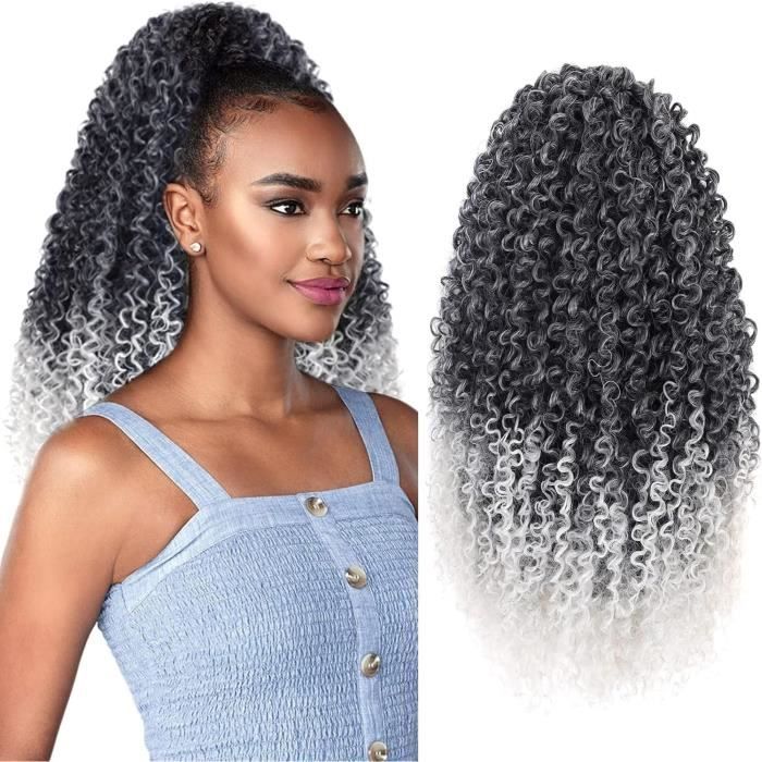Colorfulpanda Queue De Cheval Afro Kinky Curly Pour Femmes Ombre Gris ...
