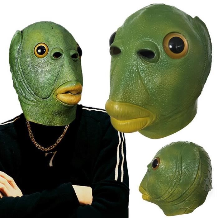 Masque tête de poisson monstre en Latex de luxe, couvre chef de démon ...