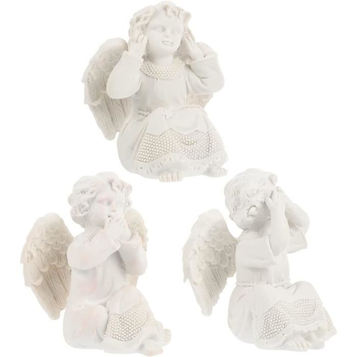 3 Pièces En Résine Blanche Statue D'Ange De La Prière Figurine ...