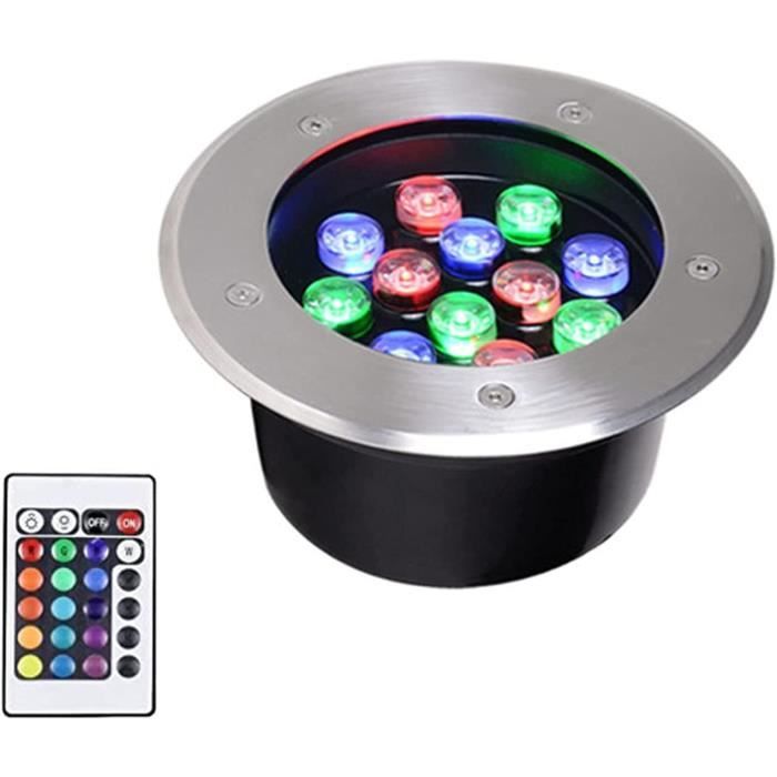 Projecteur extérieur LED RGB encastrable rond en acier inoxydable ...