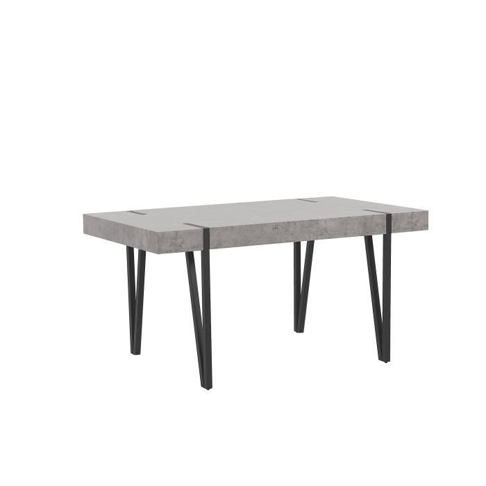 Beliani - Table de salle à manger effet béton et noir 150 x 90 cm ADENA ...
