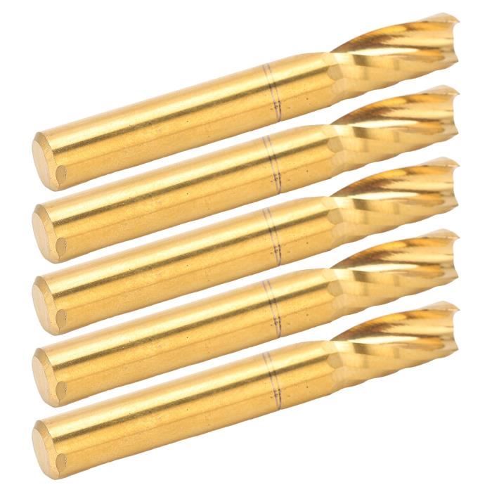 Fdit mèche de coupe CNC 5 pièces fraise simple flûte spirale en acier à ...