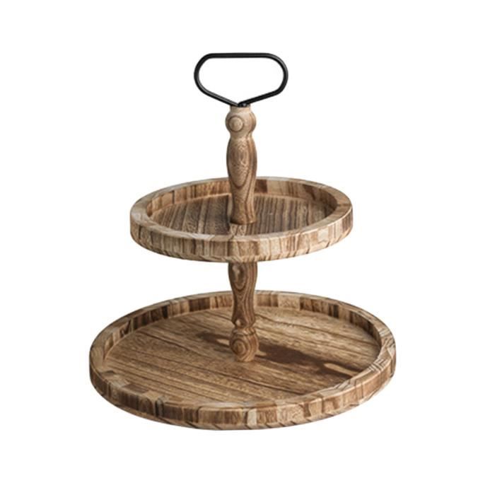 Plateau de service à 2 niveaux Porte-casse-croûte Porte-fruits Support ...