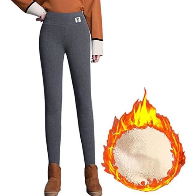 Femme Pantalons Chauds Hiver Thermique Leggings Doublé en Polaire Taille Haute Collants Leggings ...