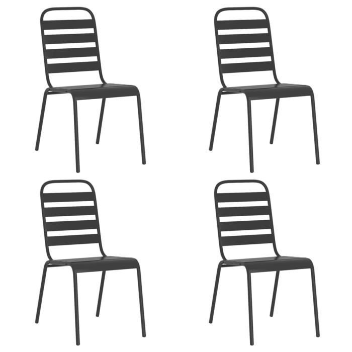 Pwshymi-Ensemble de salle à manger de jardin 5 pcs anthracite acier ...