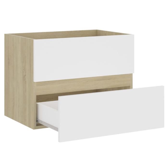 ABB Armoire d'évier et lavabo intégré Blanc-chêne sonoma Aggloméré ...