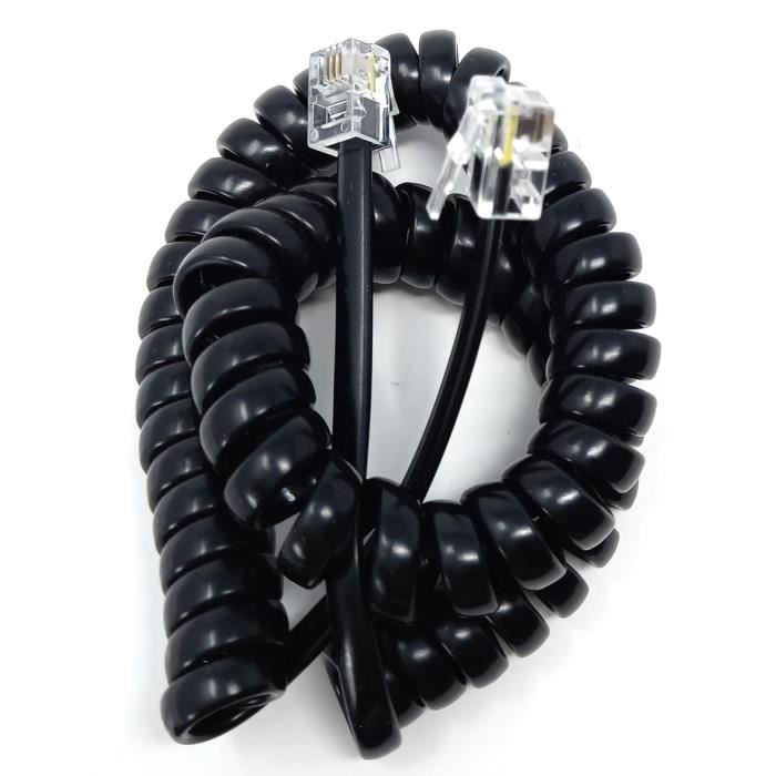 Câble Spiralé Rj10 Rj9 Rj22 4P4C 4 Broches Pour Téléphone Noir 1,7 M ...