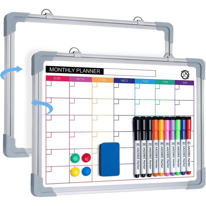 ARCOBIS Petit tableau blanc magnétique A3 pour mur, planificateur ...