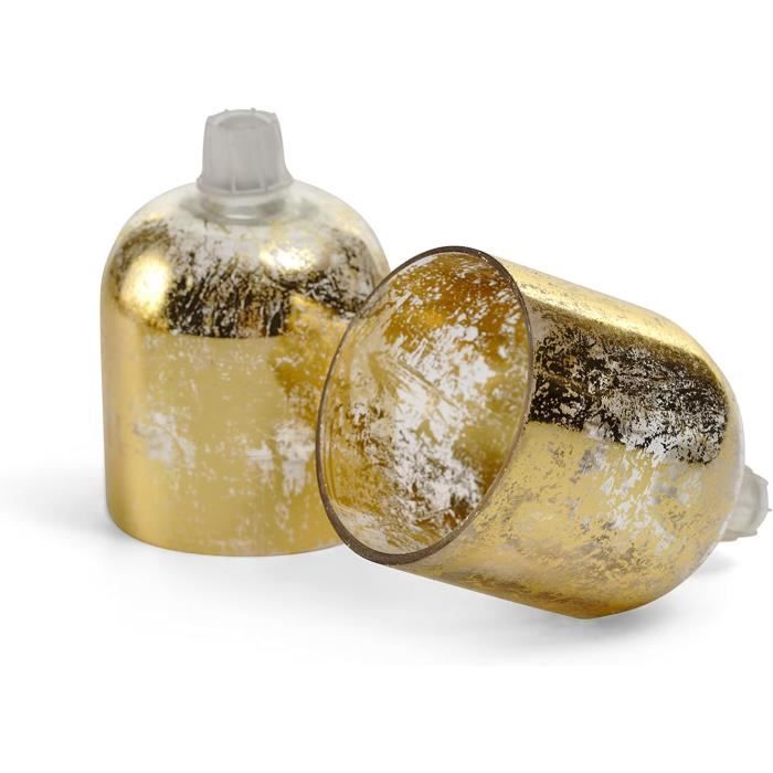 Lot De 2 Photophores En Verre Doré 11 Cm Pour Chandeliers I Bougeoir En Verre Couronne De L ...