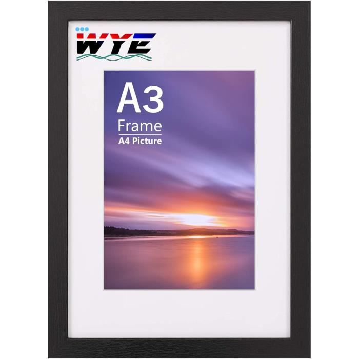 Cadre Photo A3 En Bois Massif, 29,7 X 42 Cm, Cadre A3 En Bois Noir Avec ...