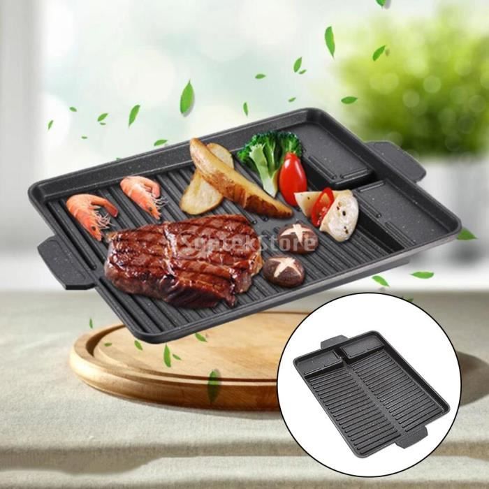 Robuste En Fonte D aluminium Barbecue Grill Pan Frire Plaque Chauffante Plaque Non Baton Revetement Epaissir Poignee Carre Cdiscount Maison