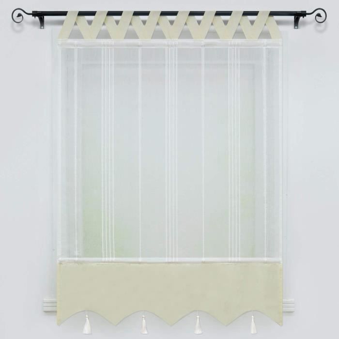 Catrin Store Romain À Passant En V Passe Tringle Avec Frange À Pompon ...