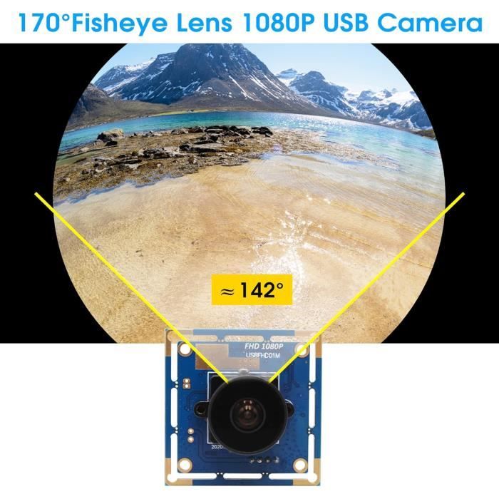 Module caméra USB grand angle 170 degrés objectif fisheye USB Caméra 2 ...