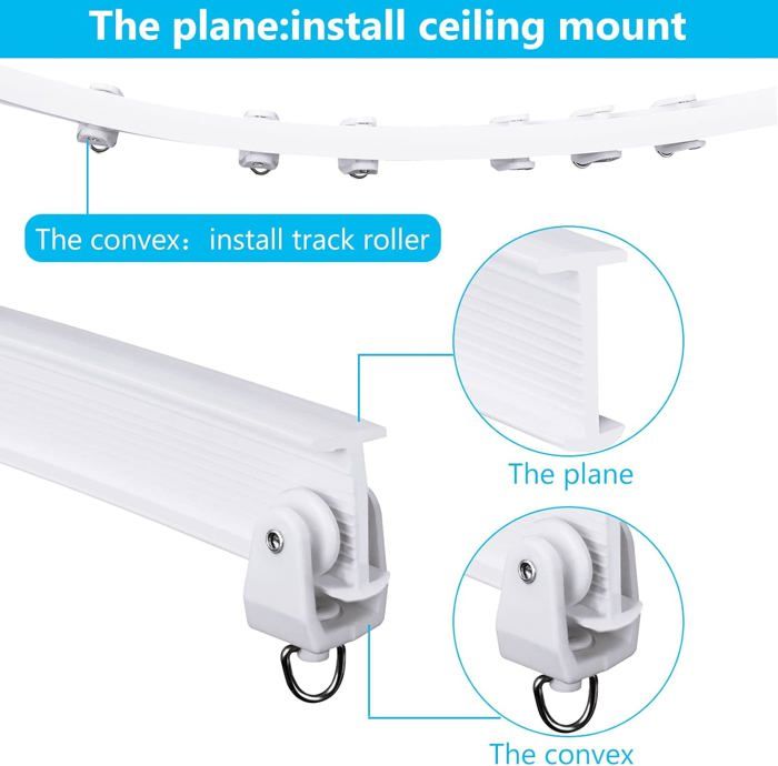 5M Rail De Rideau Plafond Pliable Flexible Rail Avec 35 Planeurs De ...