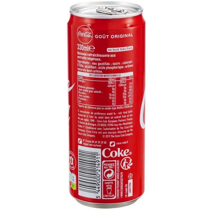 Coca Cola 24 unités de 330ml, canettes slim - Cdiscount Au quotidien