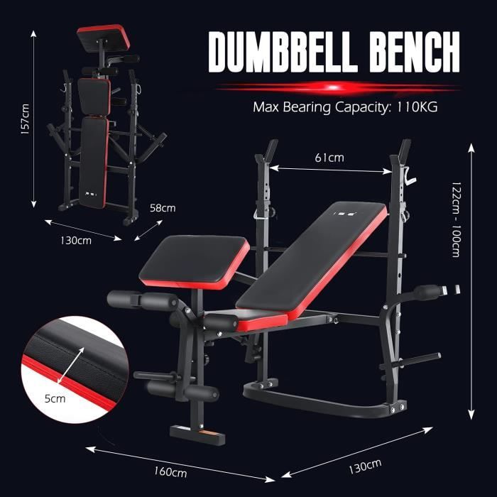 Banc Musculation, Pour Entrainement Complet, Banc de Musculation Care ...