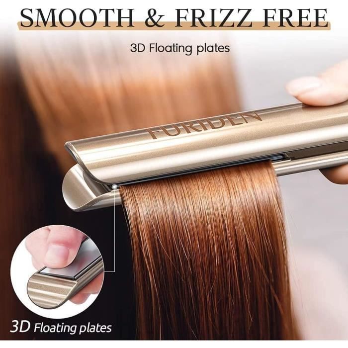 FURIDEN Lisseur Cheveux Professionnel Fer a lisser Boucleur Cheveux 2 en 1, Pas de Frisottis ...