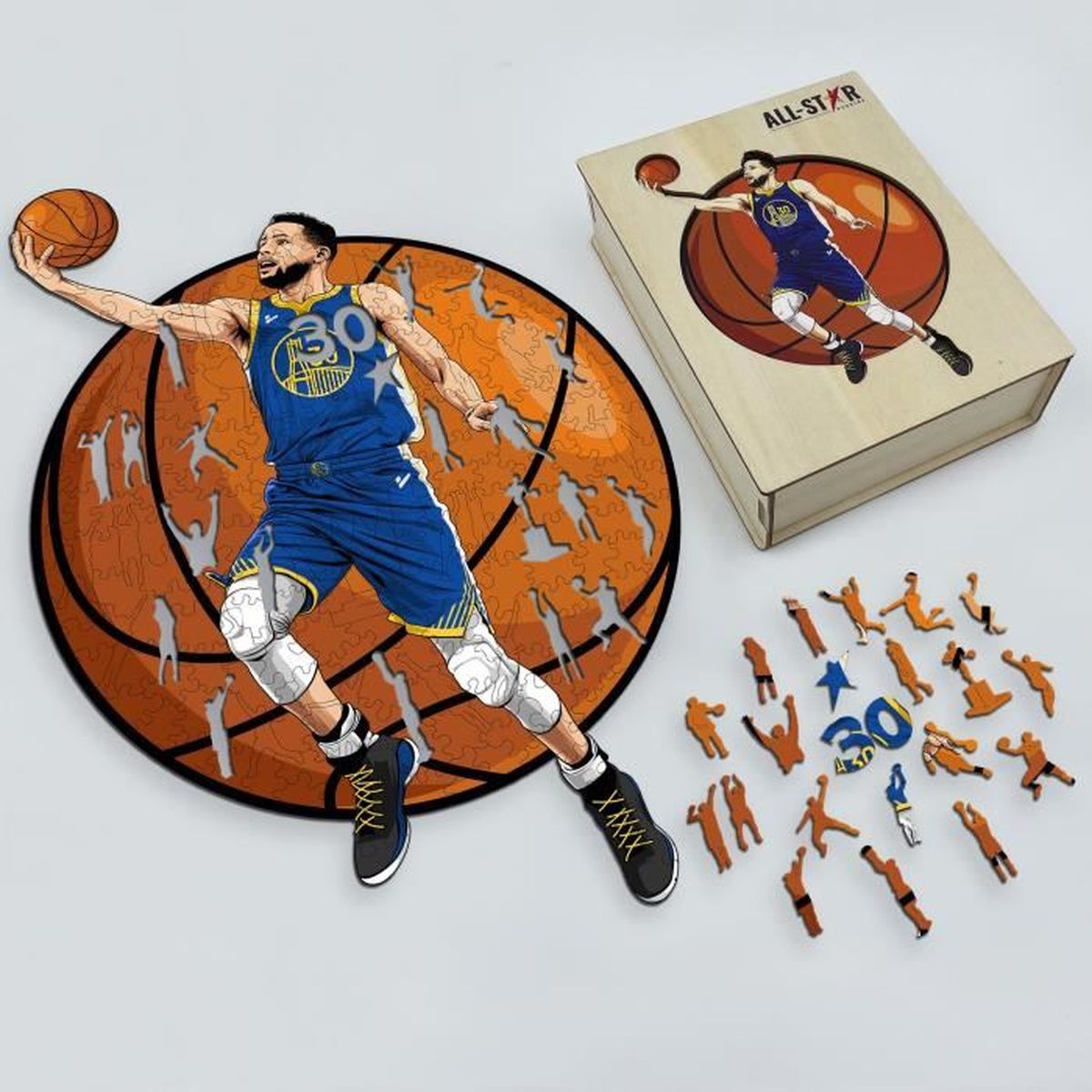 ALL STAR Puzzle en bois Stephen Curry basketball NBA 21 x 29.7 cm 150 ...
