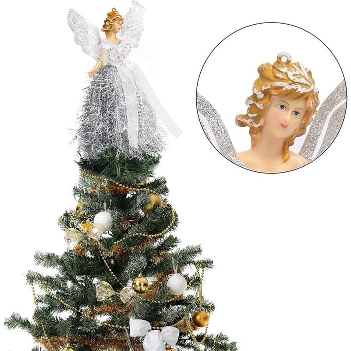 Cime de Sapin,Cimier de Sapin Ange en Plastique,Ange pour Sapin de Noel ...