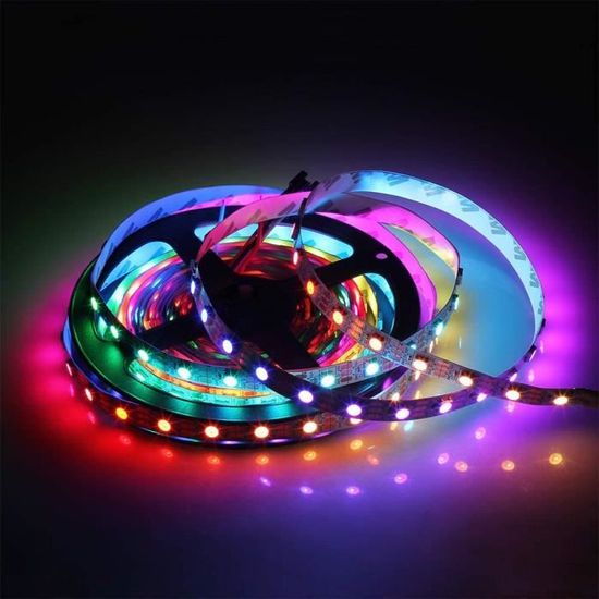 Ruban LED WS2812B RGB Adressable Individuellemen 5V 300 Pixels 5M Flexible Blanc PCB IP20 Non ...