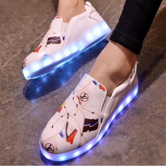 LED baskets lumière lumineux émettant chaussure... Blanc - Cdiscount ...