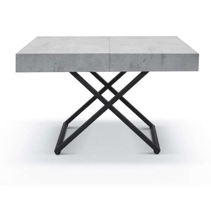 Table basse TURIX 120x30 cm en bois métal béton transformable ...