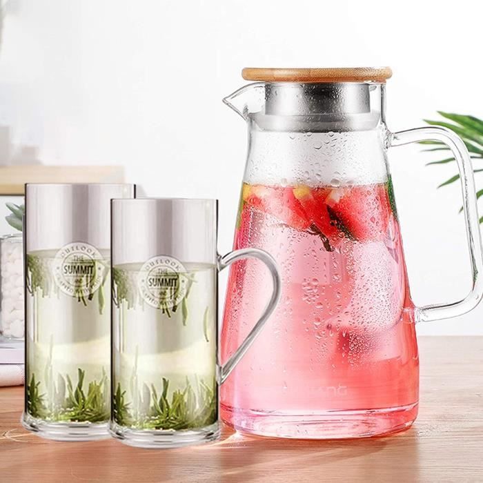 Carafe D'Eau En Verre Borosilicate Pichet À Eau En Verre Cruche À Eau ...