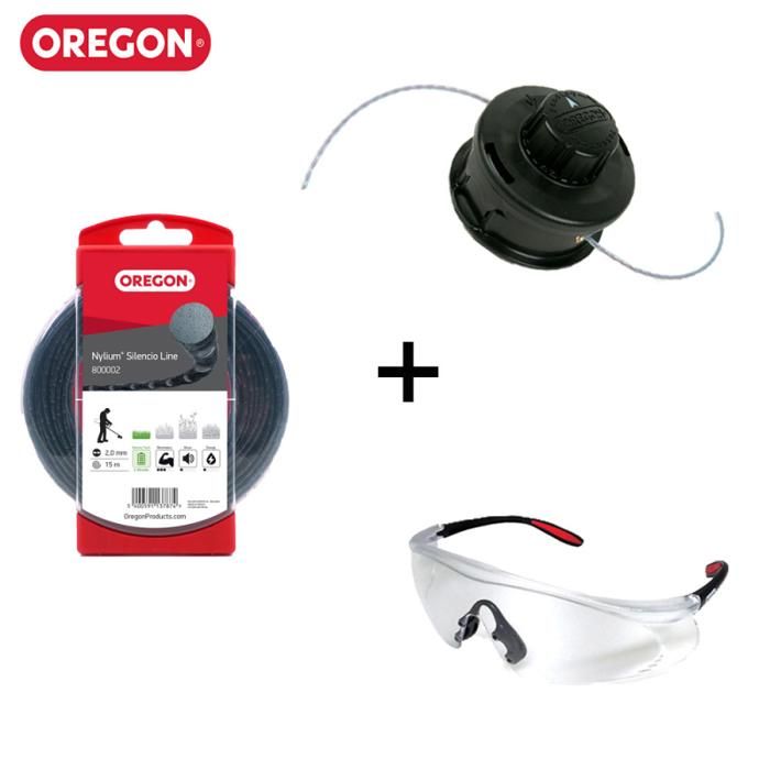 Pack OREGON Fil Débroussailleuse Nylium SILENCIO ø2mm, 15m + Tête Universel sans Adaptateur ...