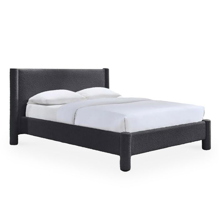 ALINA - Lit double effet peau de mouton anthracite 140x190 cm ...