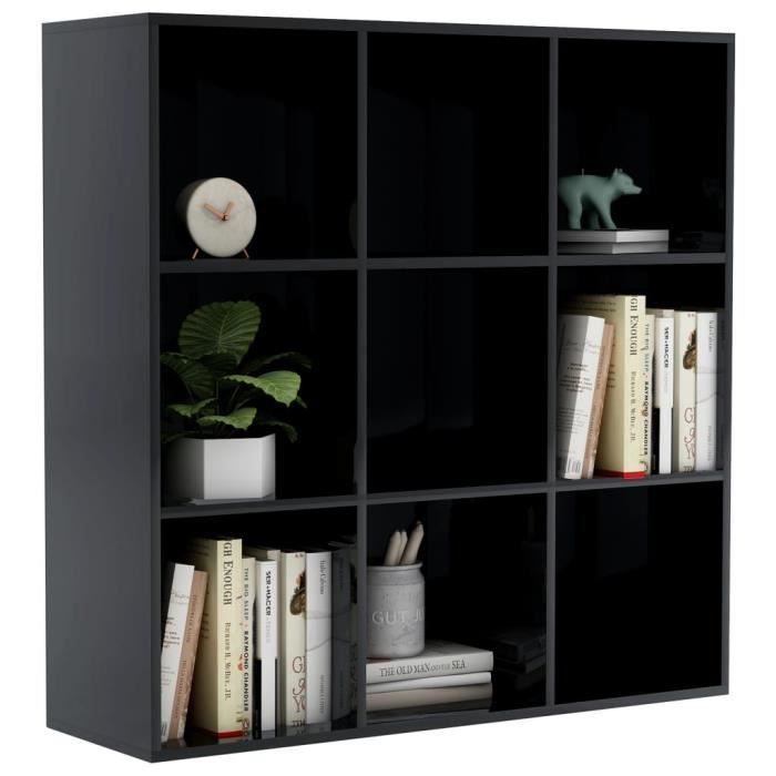 Meuble de rangement contemporain Bibliothèque Noir brillant 98x30x98 cm ...