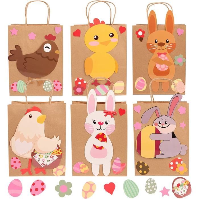 6Pcs Sacs Cadeaux de Paques à Fabriquer et Remplir Soi - Sacs en Papier ...