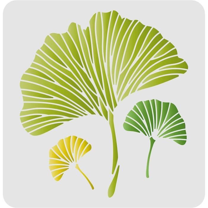 Pochoir Feuille de Ginkgo 30x30cm Feuilles de Ginkgo en Plastique ...