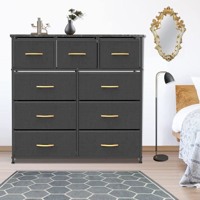 Commode en Tissu, Commode Avec 9Tiroirs, Meuble de Rangement, Placard ...