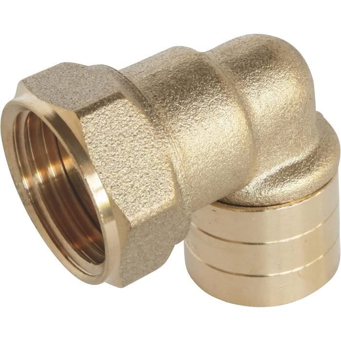 Raccord coudé à glissement pour tube PER Ø12 - écrou tournant Femelle 15-21 (1-2'') Permet de ...