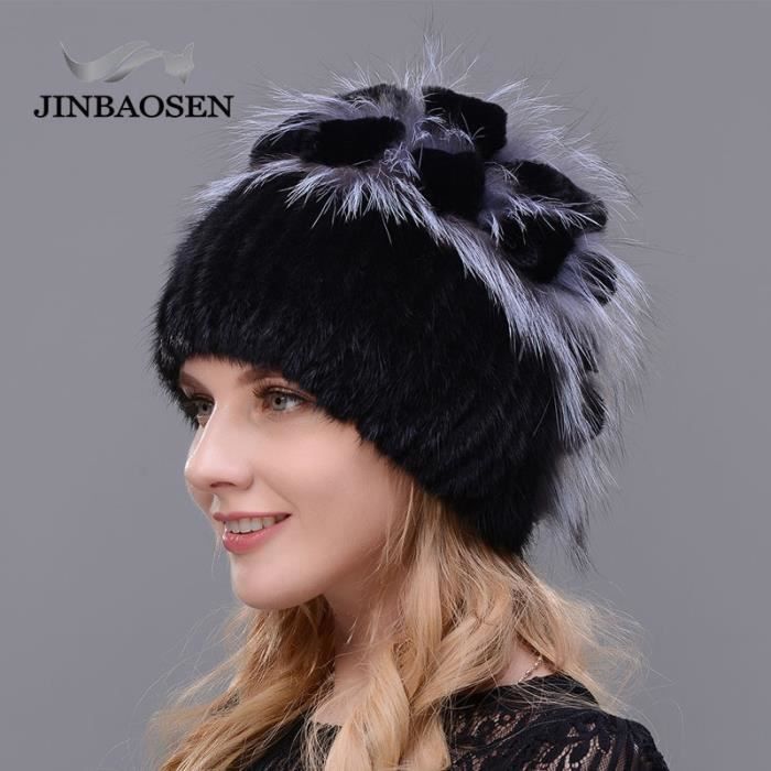 Casquette Chapeau En Vraie Fourrure De Vison Russe Pour Femme En Laine
