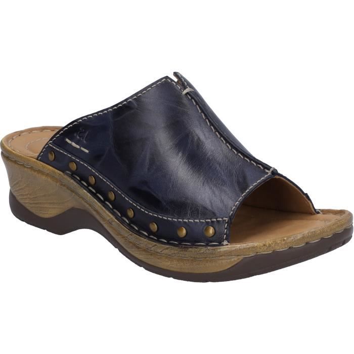 Sabots pour Femmes - JOSEF SEIBEL - Catalonia 80 - Bleu - Cuir Blue - Cdiscount Chaussures