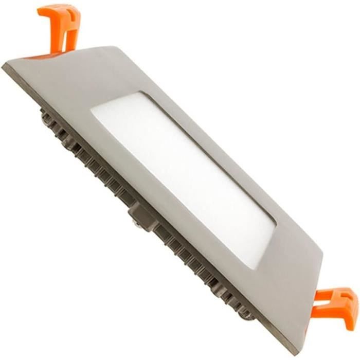 Dalle LED Downlight Spot Encastrable Carrée Extra-Plate 6W Argentée ...