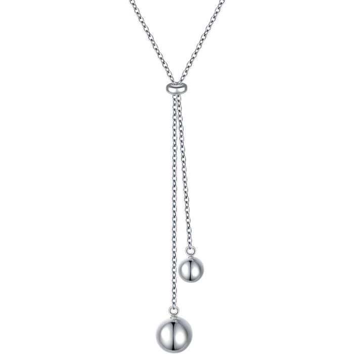 Long Collier Chaine En Y Femme Elegante Avec Pendentif En Argent ...