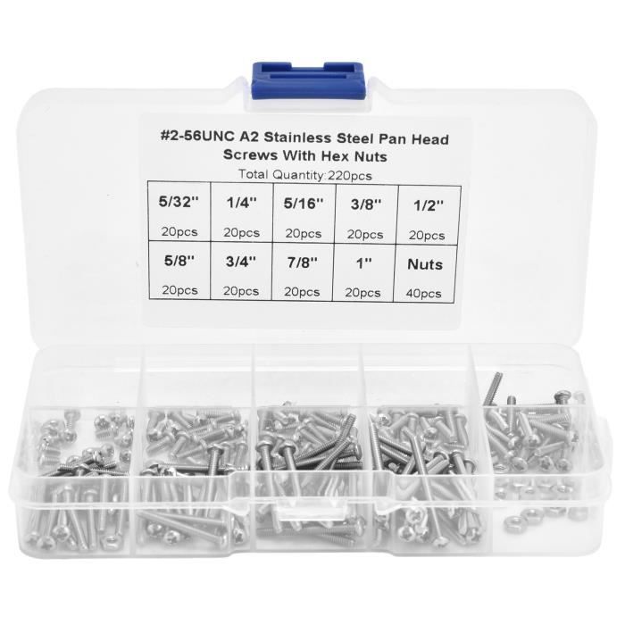 MEI Ensemble de vis à tête croisée 180Pcs Pan Vis + 40Pcs Écrous En ...