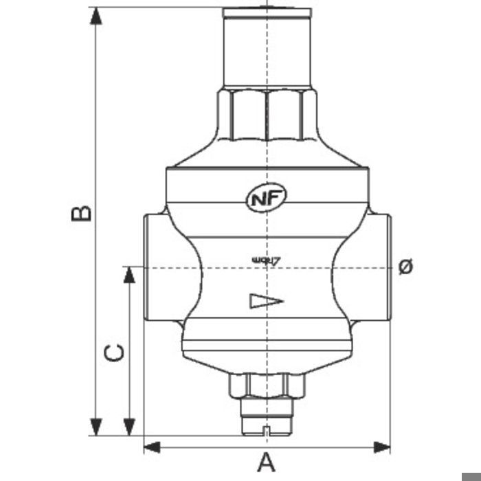 Détendeur eau RBM rinox laiton FF préréglé 3b 25-0.8/7b 40x49 NF ...