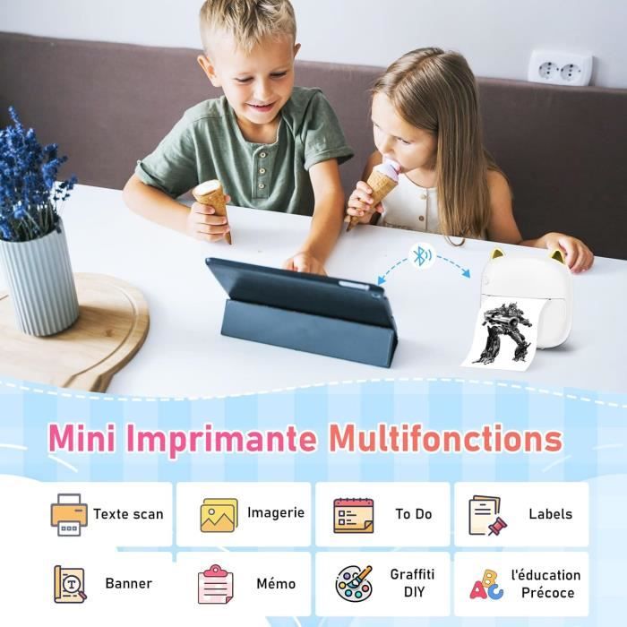 RUIZHI Mini imprimante Portable, imprimante Thermique, imprimante ...