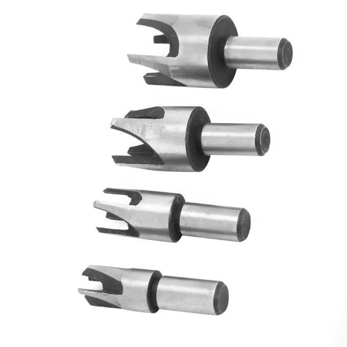Foret À Tenon 4 Pcs Bois Plug Cutter Foret Ensemble, En Acier Au ...