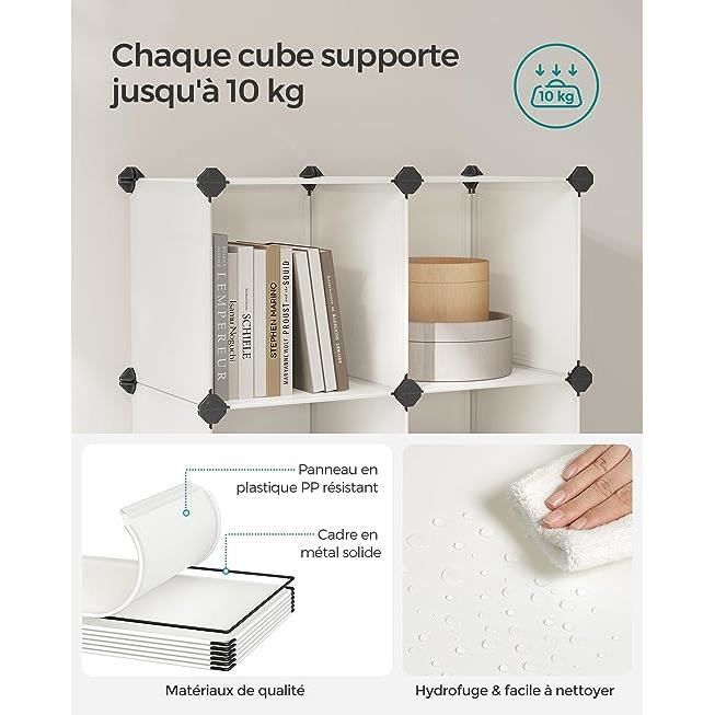 Boite de rangement modulable 16 cubes SONGMICS - Blanc crème ...