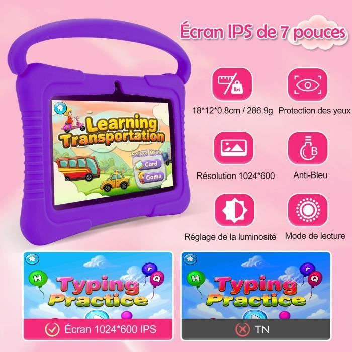 Veidoo Tablette pour Enfants, 7'' Android Tablet PC 2 Go RAM 32 Go ROM ...
