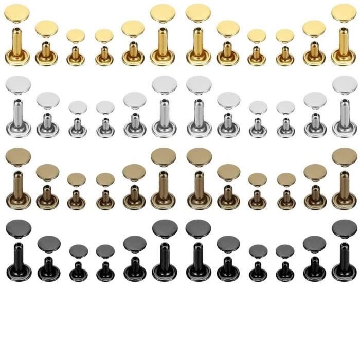 RIVET,12x10mm-Gun Black--Double capuchon métallique Rivets, clou rond ...